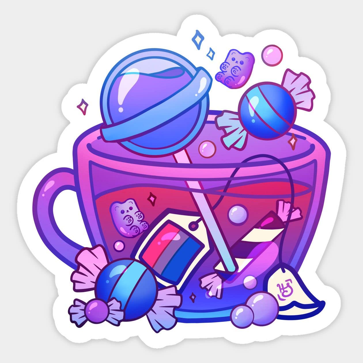 Amazon.com - Pride Flag Teacup - Candy Bisexual Sticker -Vinyl -Decal ...
