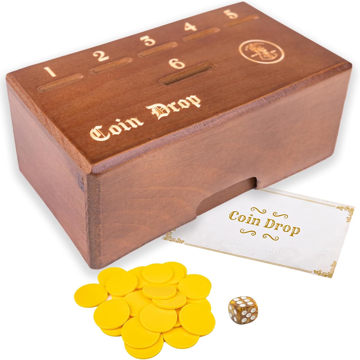 Amazon.com: Wooden Drop Game Box - Contains 50 Coins, Includes 1 Dice ...
