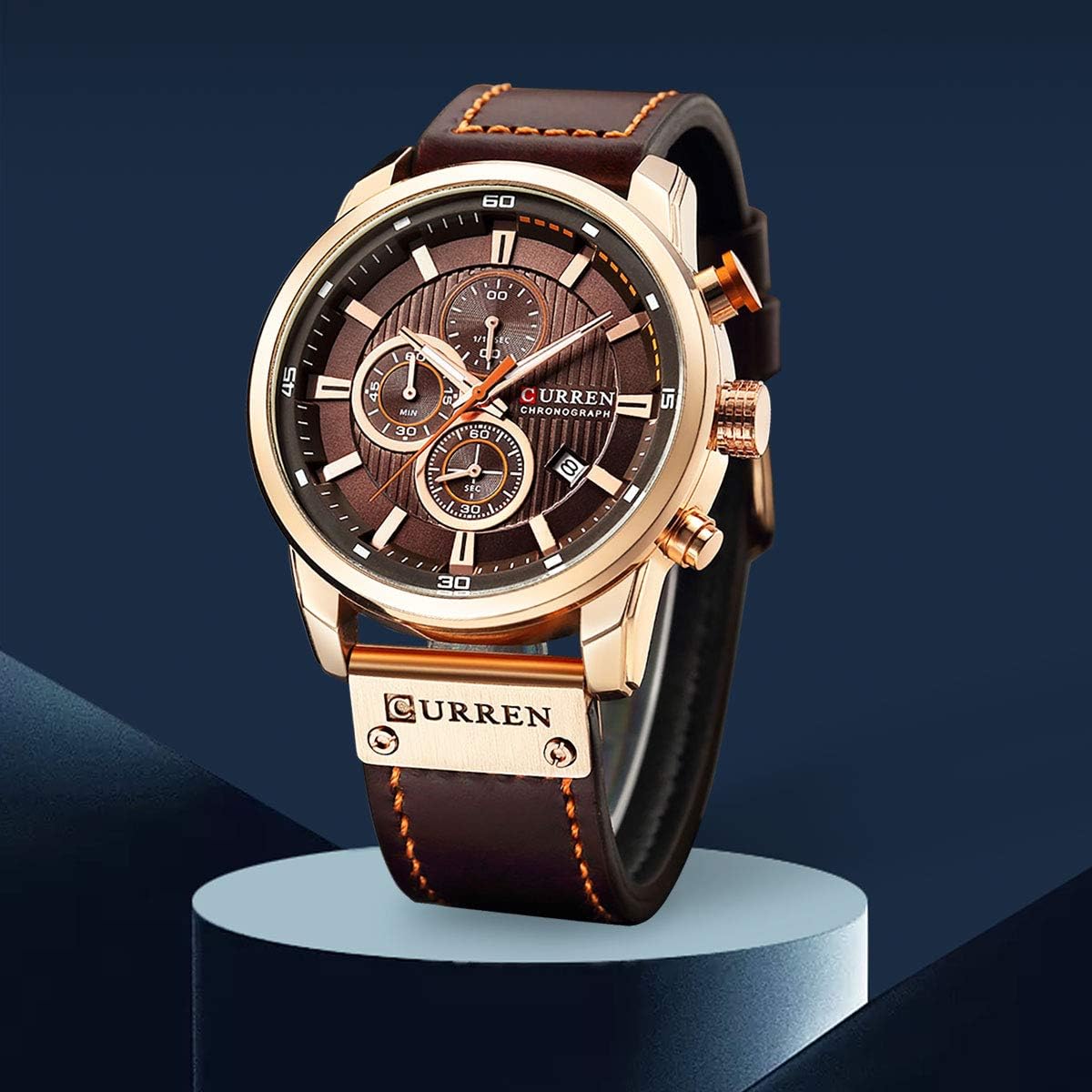 Curren 8225 Casual Decorative Sub-dial Male Quartz Watch Brown watch ...