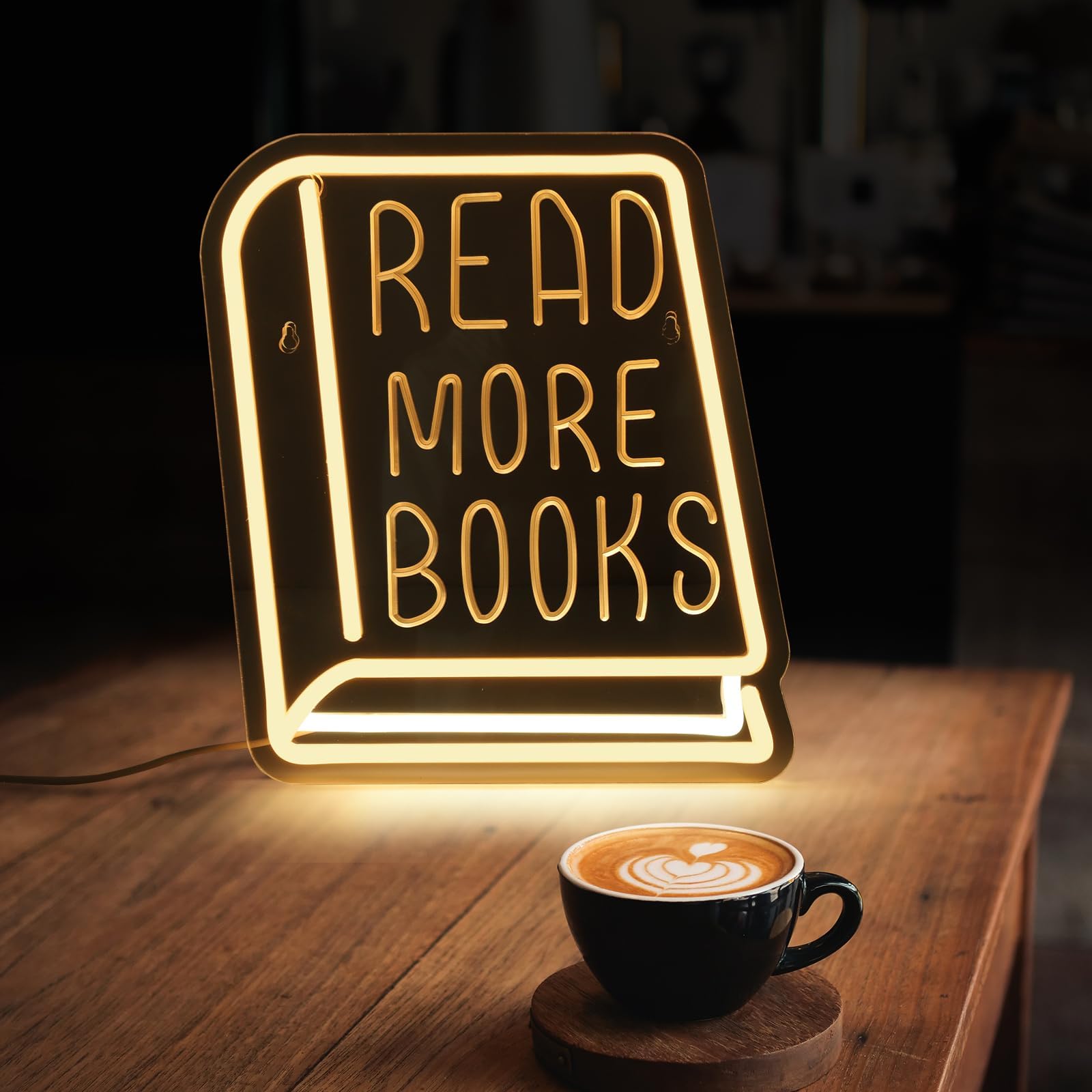 Neon Sign Read More Books, White Light LED Sign for Library Decor, Read ...