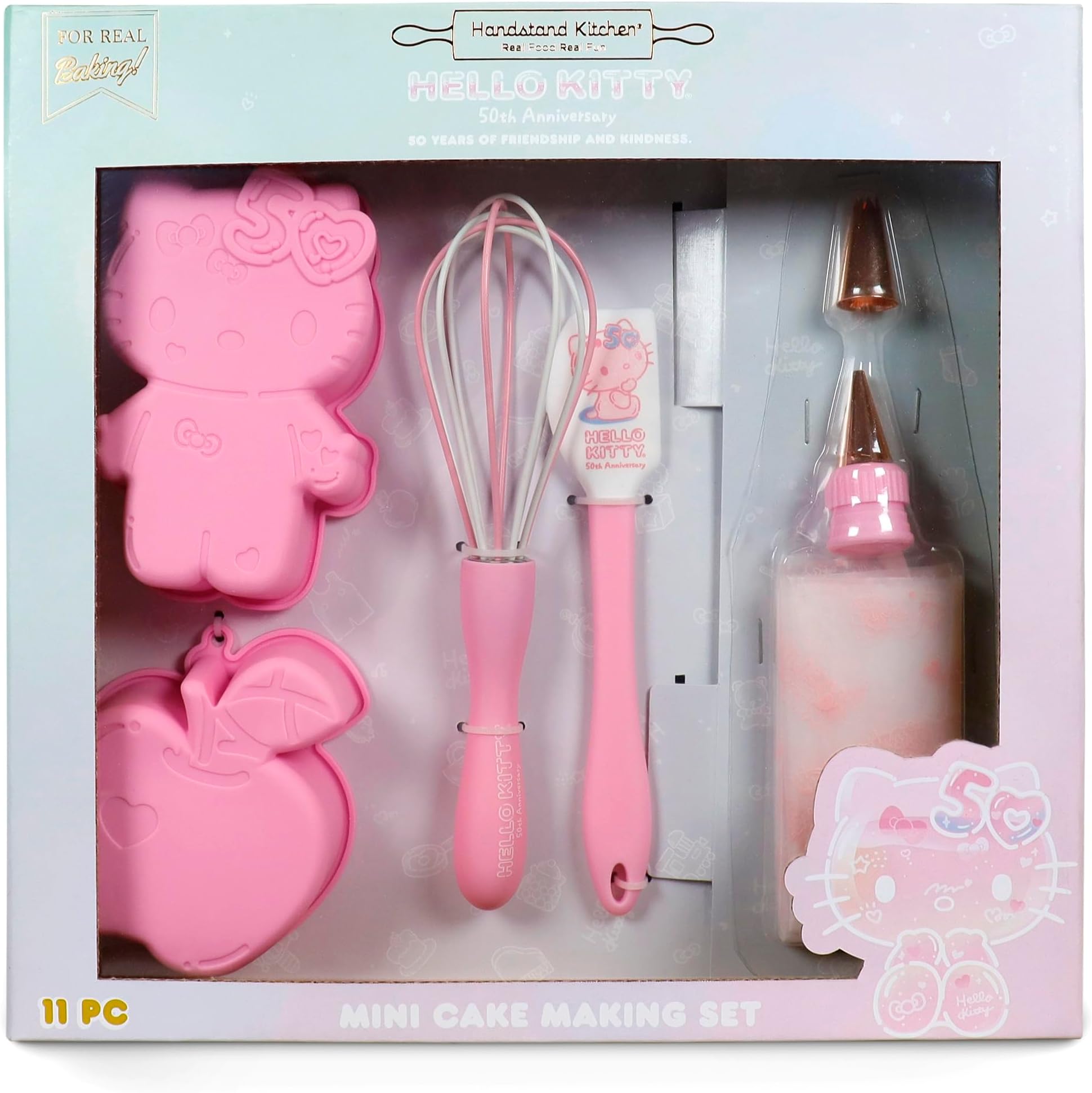Amazon.com: Handstand Kitchen Hello Kitty Commemorative 50th Anniversary Cake Baking Set with ...