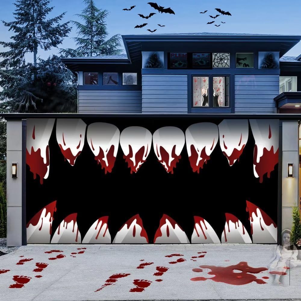 Amazon.com: Halloween Garage Door Cover Banner 7 x 16 ft Ultra Large ...