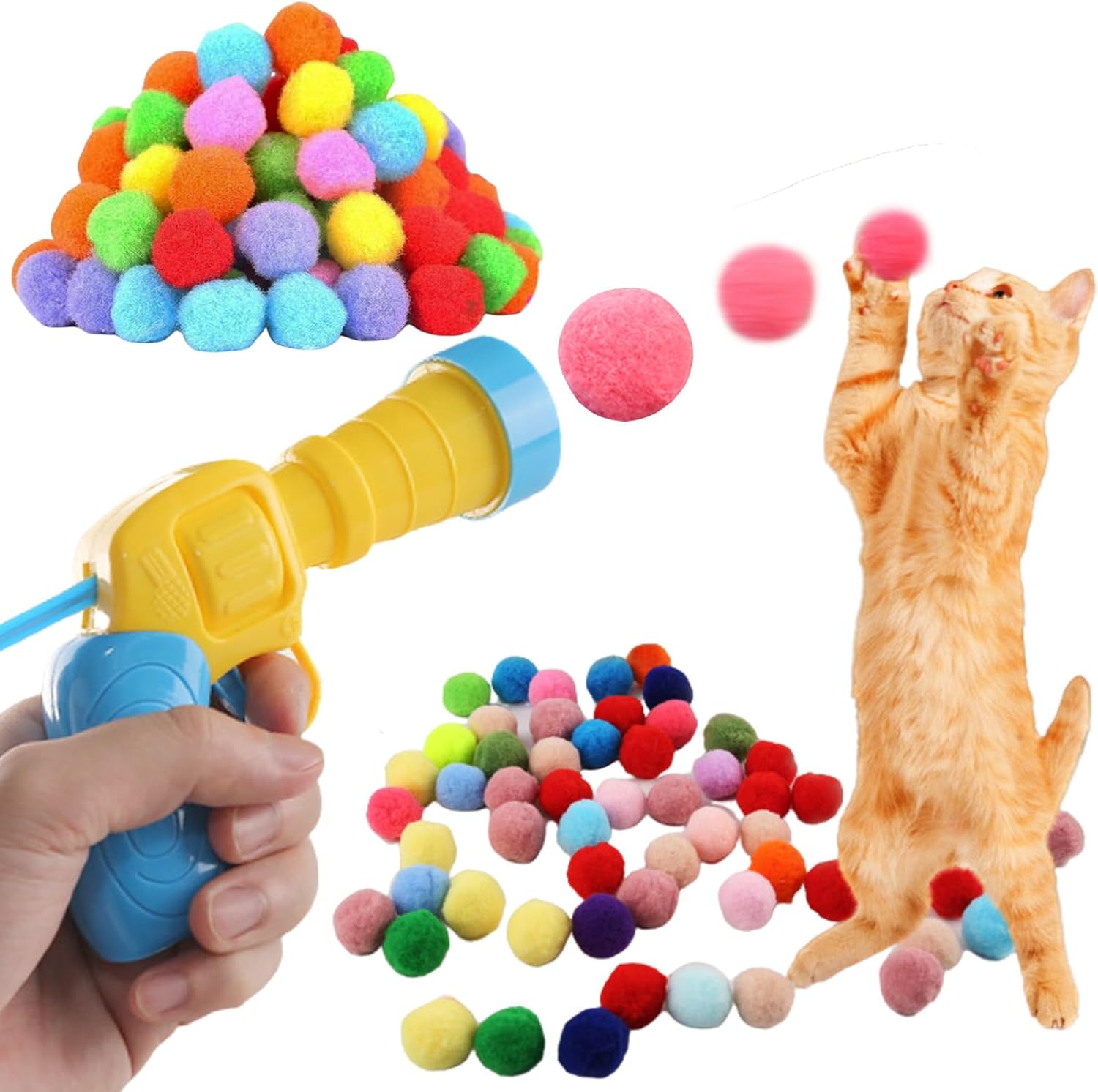 Amazon.com : GADGATRON Funny Interactive Cat Toy Ball Launcher Gun with ...