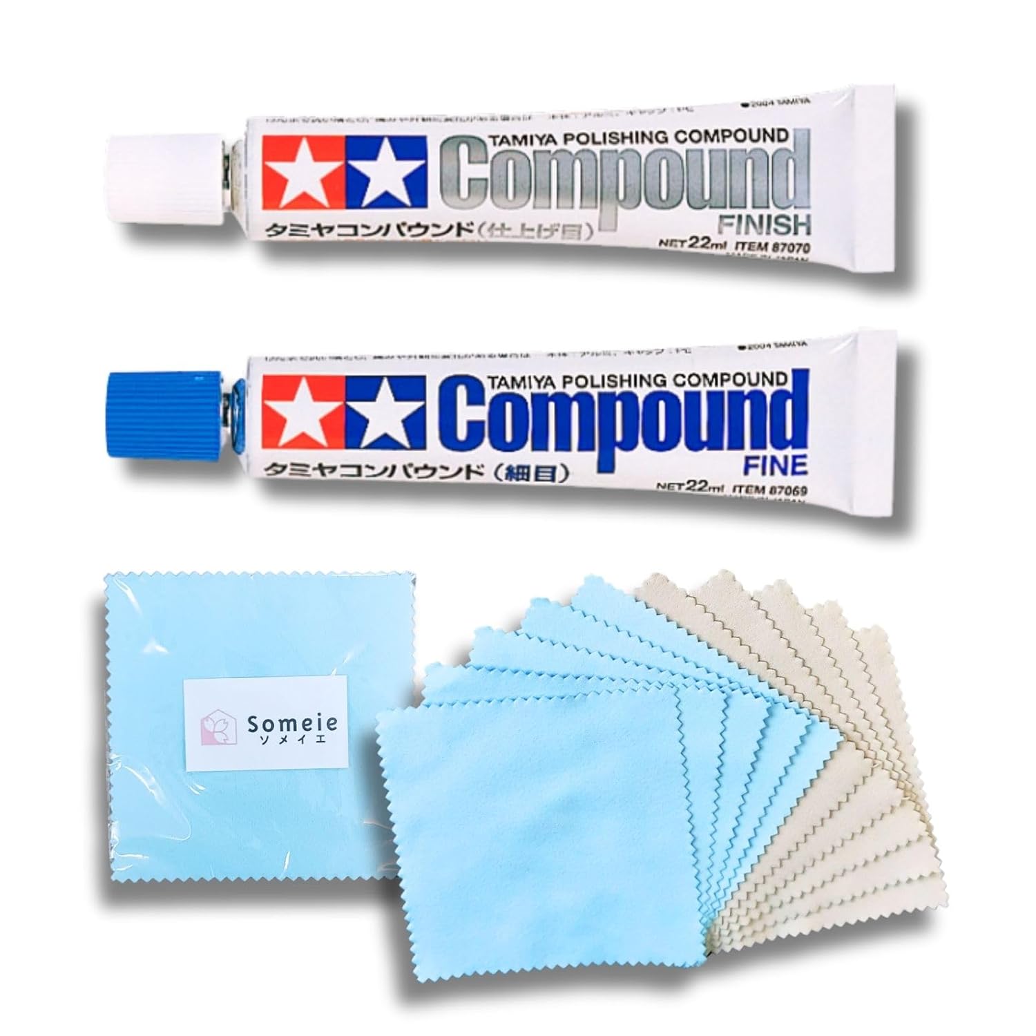 Tamiya Polishing Paste Fine Compound 87069＆Finishing Compound 87070 ...