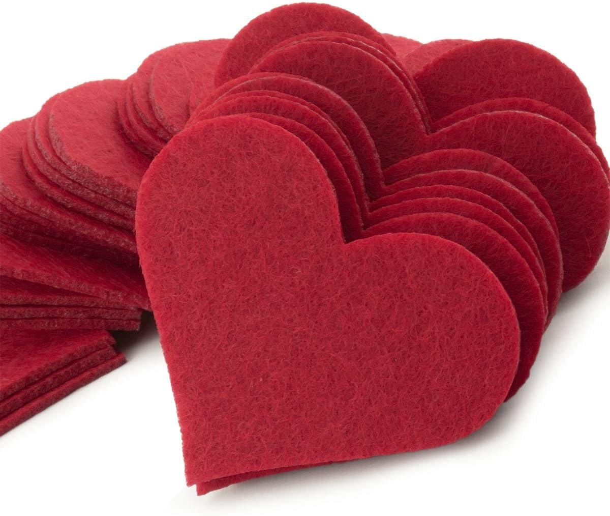 Amazon.com: Heart Shaped Valentine Themed Felt Mini Sticker Set - Red ...