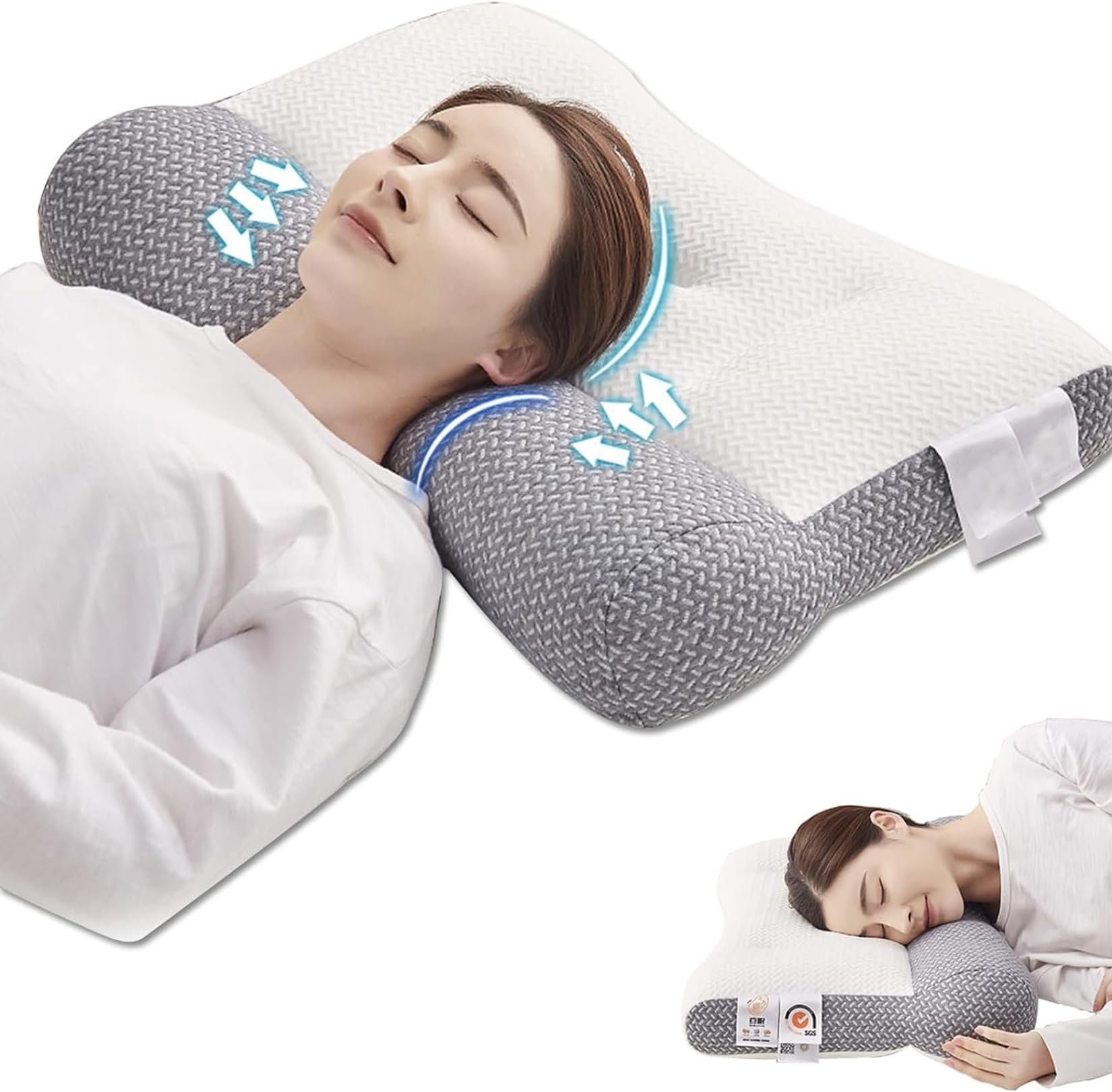 Almohada cervical para aliviar el dolor de cuello y hombros, almohada ...