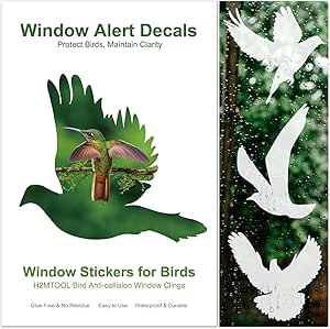 Window Decals to Prevent Bird Strikes, 32 pcs Bird Window Clings Anti ...