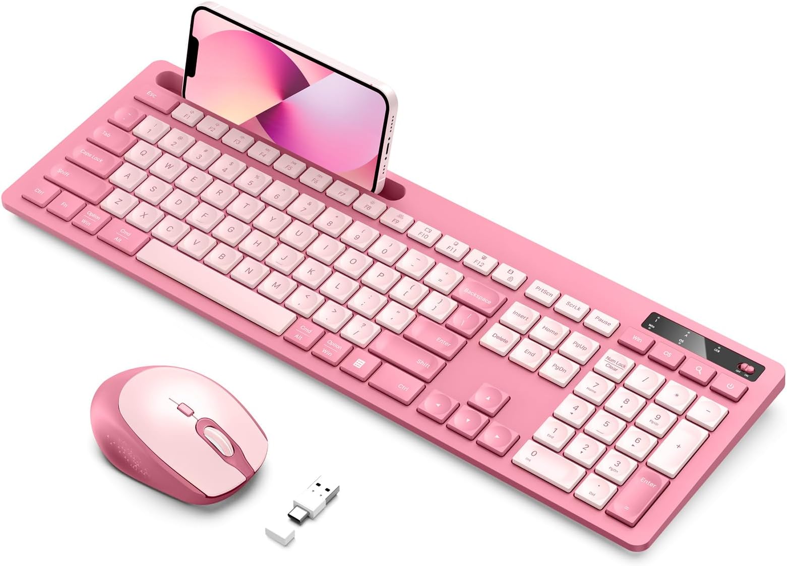 Amazon.com: Wireless Keyboard and Mouse Set Rose Pink, Vivefox Wireless ...