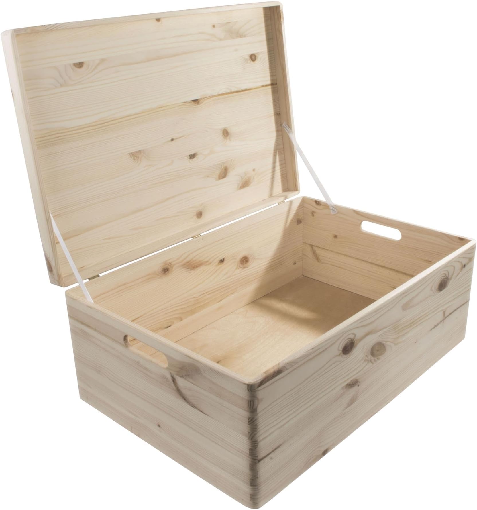 WooDeeDoo Large Deep Wooden Storage Chest – Unfinished Natural Box with ...
