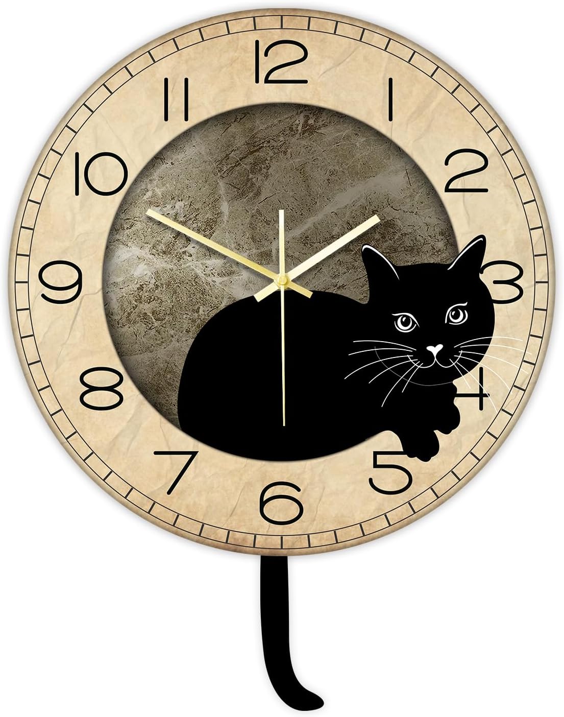 Timethink Black Cat Clock with Moving Tail Vintage, Funny Cat Wall ...