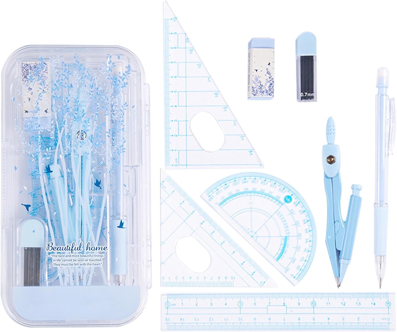 Amazon.com: Kakalote 8 Pcs Maths Set Drafting Compass Geometry Rulers ...