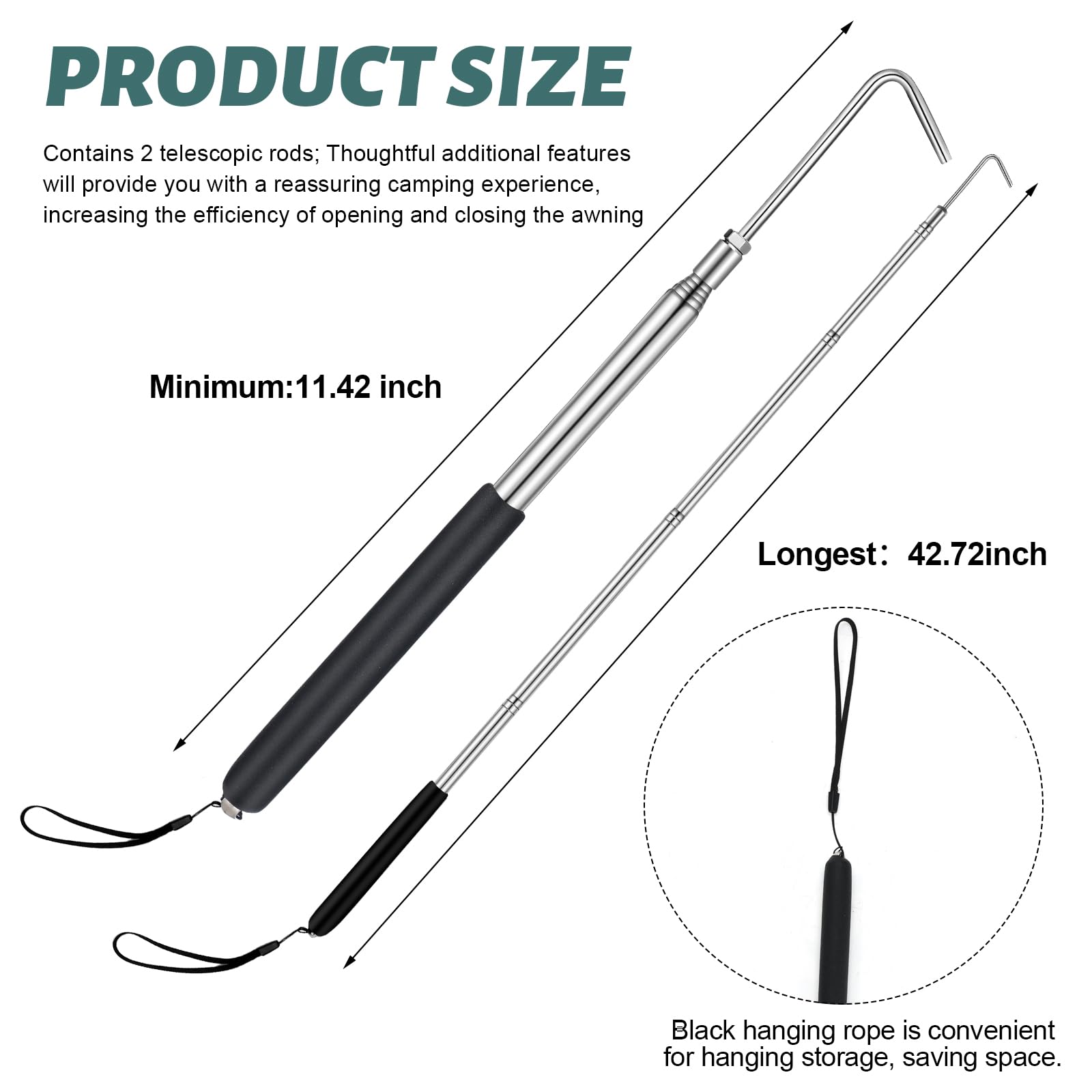 Snapklik.com : 2 Pcs 11.42 To 42.72 RV Awning Rod Opener Easy Reach ...