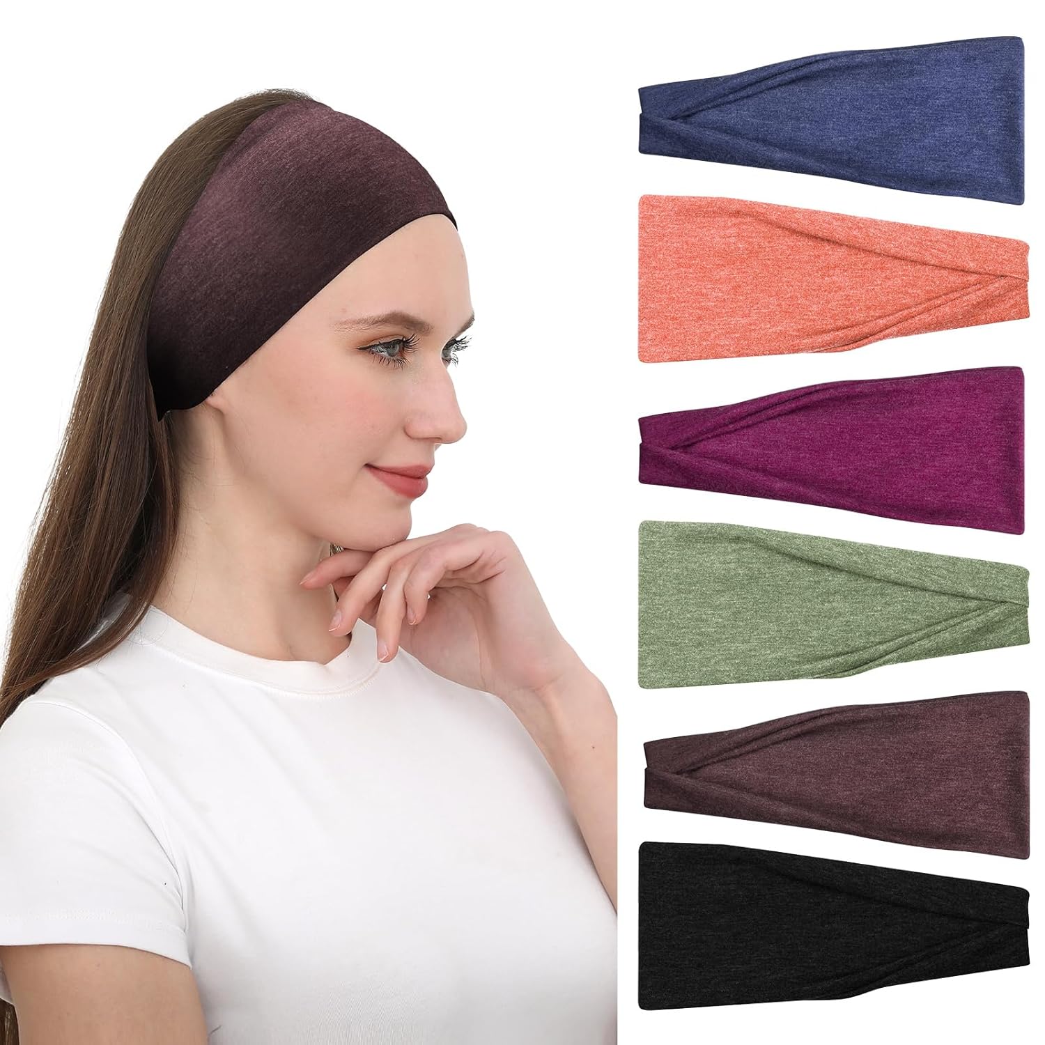 Amazon.com : RITOPER Workout Wide Headbands for Women Non Slip, Soft ...