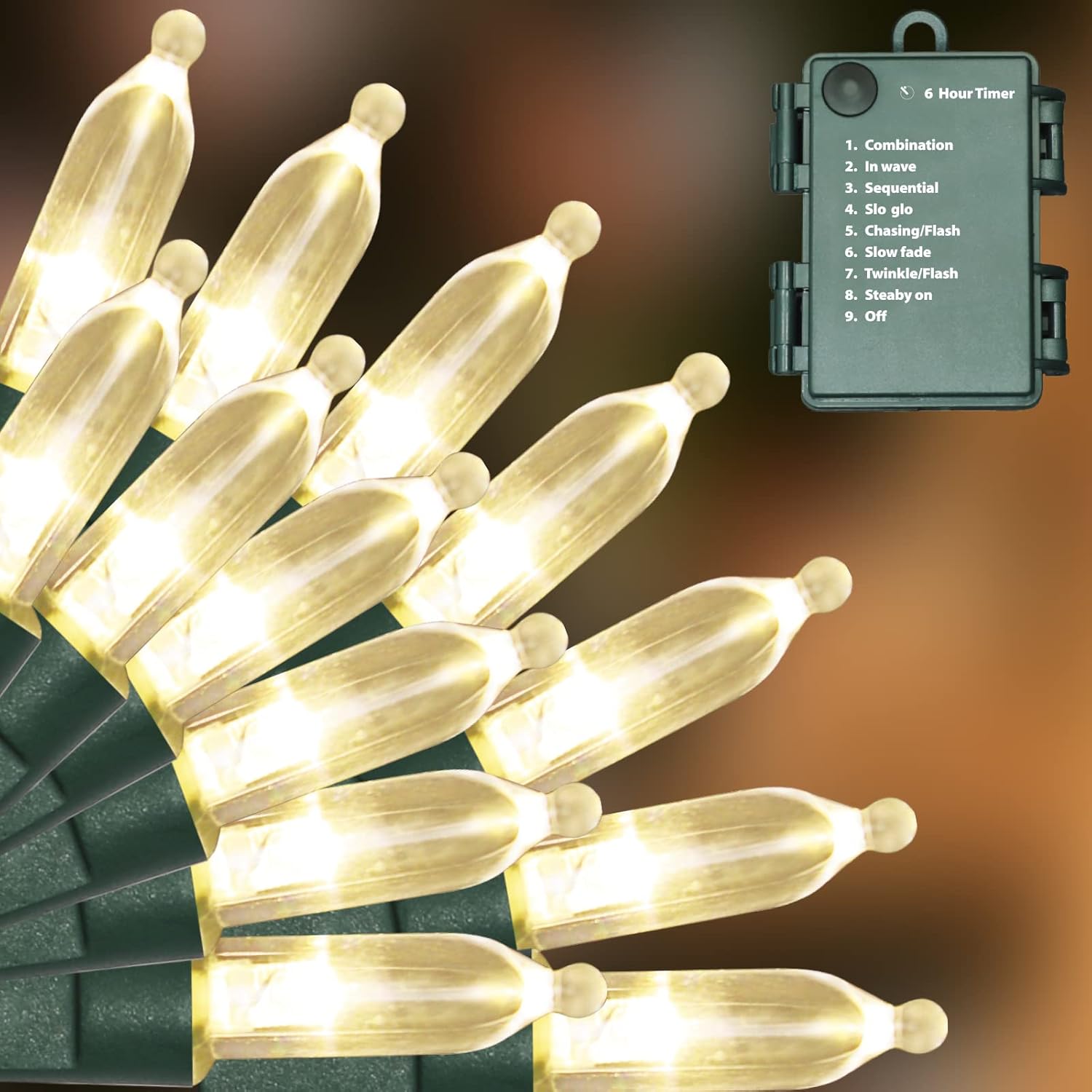 Amazon.com: LAMPHOME 50 LED Outdoor Christmas Lights, 17 FT Battery ...