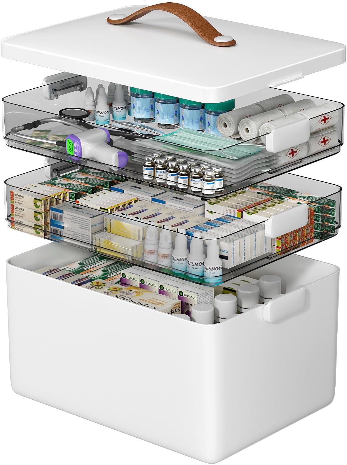 Amazon.com: Idomy Plastic Lockable Medication Box, Family First Aid Box ...