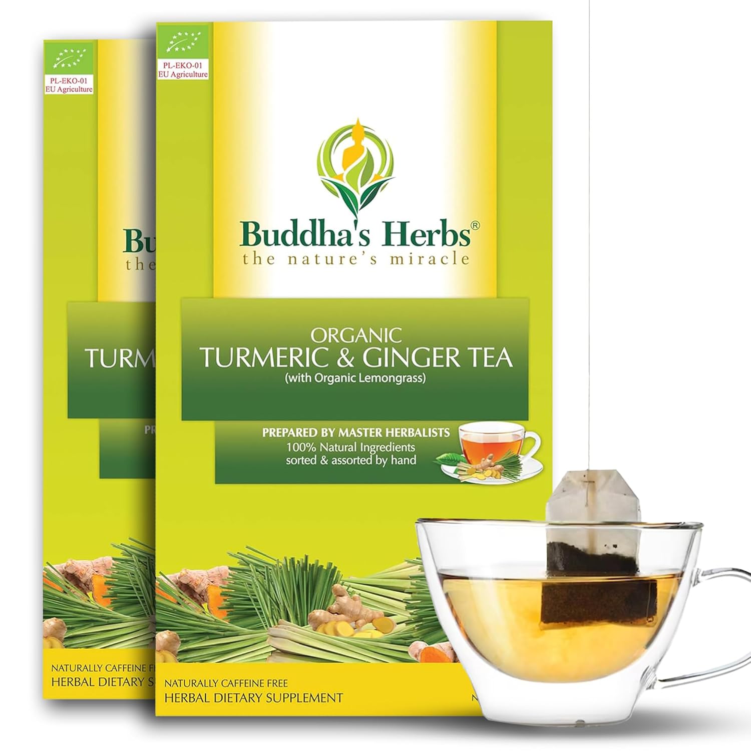 Amazon.com : Organic Turmeric & Ginger Tea Bags (Pack of 2, 44 Tea Bags ...