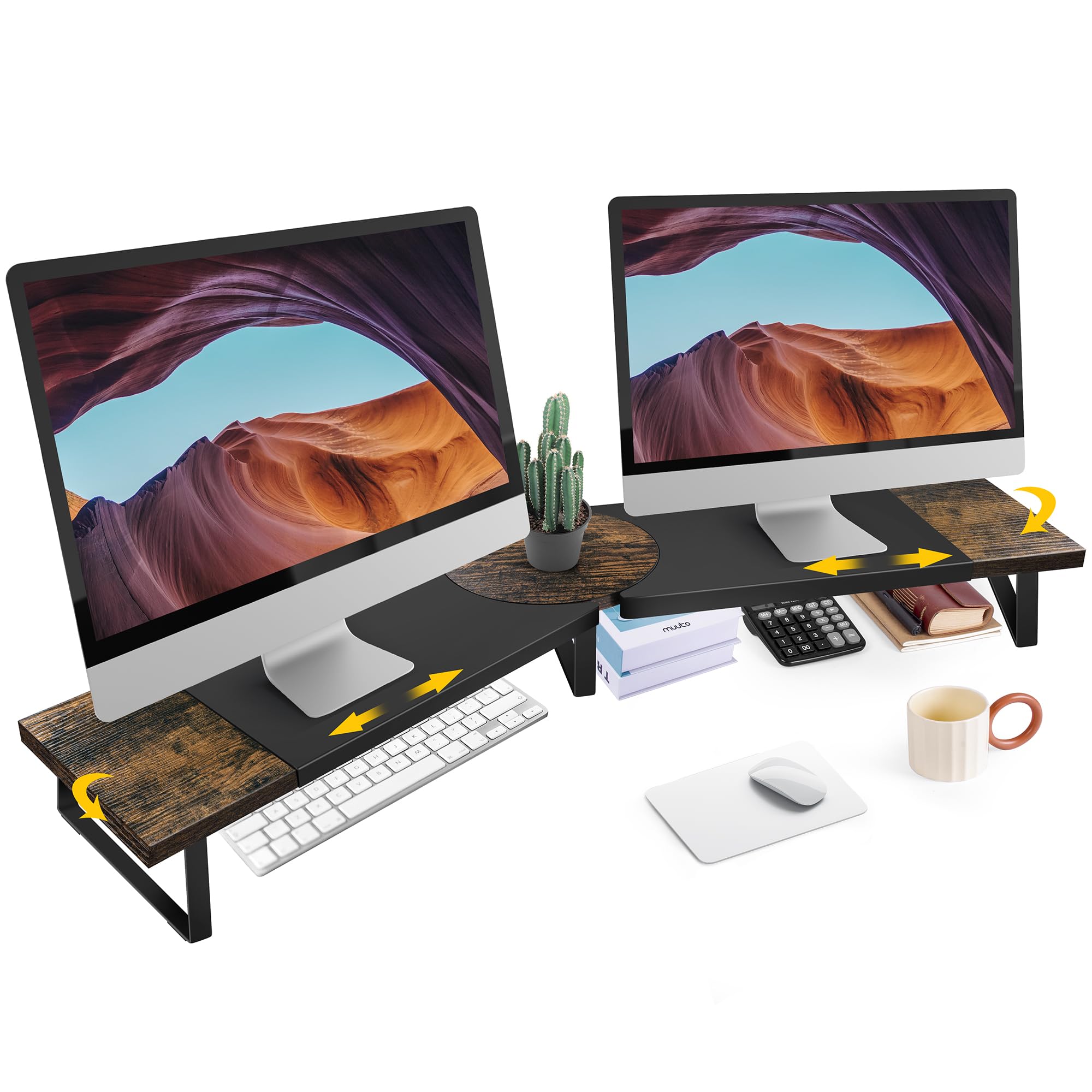 Dual Monitor Riser Stand For Desk Adjustable Computer Monitor Stand ...