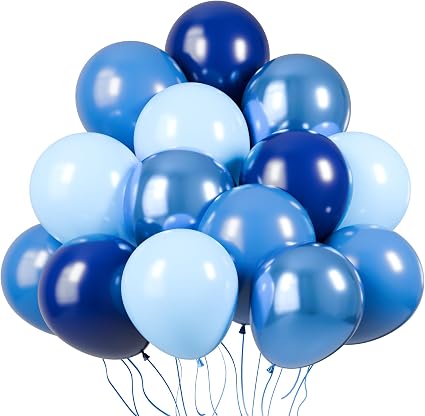 Amazon.com: KBZVNAF Blue Latex Balloon Set - 60 Pack 12 Inches Metallic ...