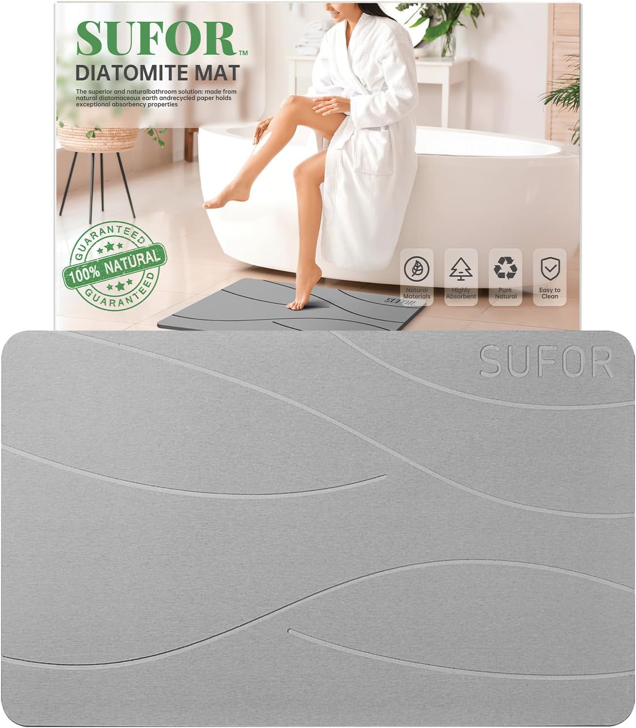 Amazon.com: Kestava Living Premium Diatomite Stone Bath Mat - Large Non ...