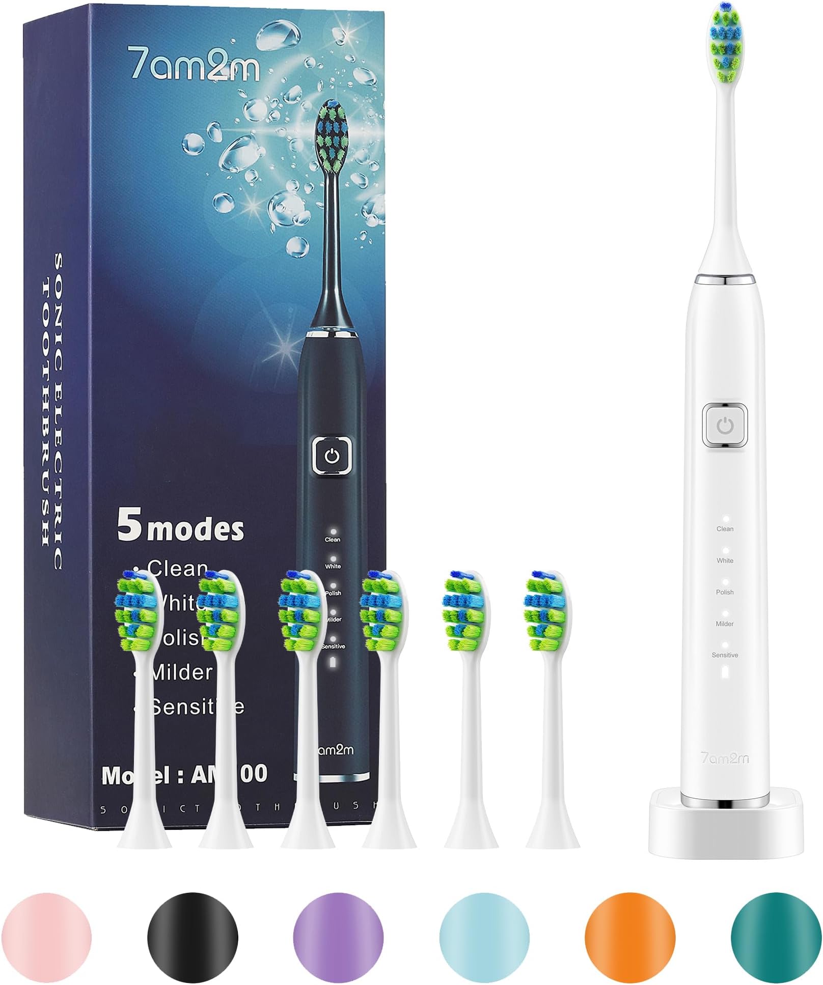 Amazon.com: 7AM2M Sonic Electric Toothbrush with 6 Brush Heads for Kids ...