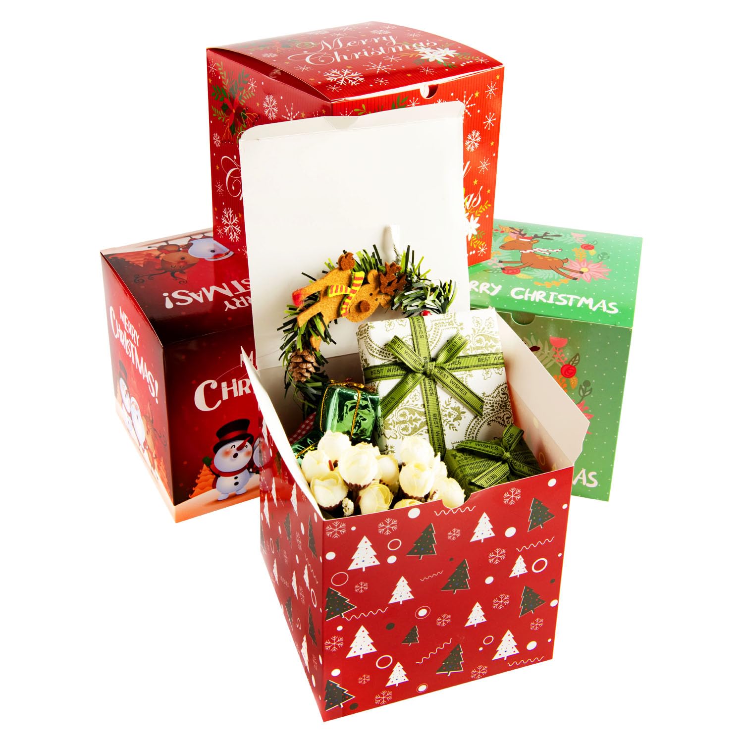 Amazon.com: Frantis 20 Pack Stackable Christmas Gift Boxes, 6x6x6 ...
