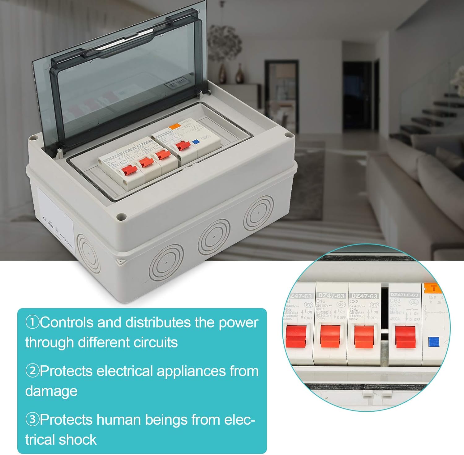3 Way Consumer Unit, Mini Consumer Unit Circuit Breaker Panel, Garage ...