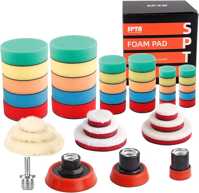 SPTA Polishing Sponge Set, 43 Pieces 30mm, 50mm, 80mm Polishing Pads ...