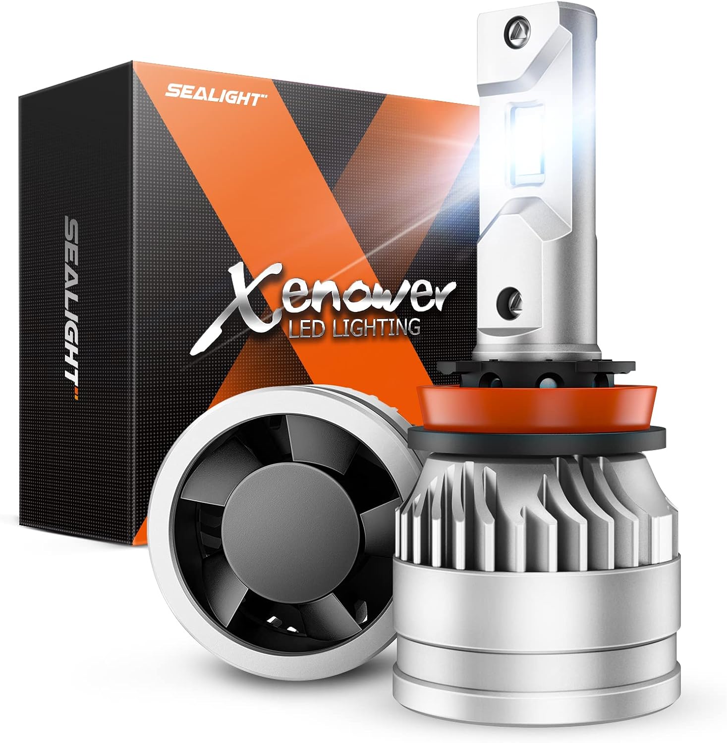 SEALIGHT H11 LED Bulbs, 100W 24000LM 600% Super Bright, H9/H8/H16 LED ...