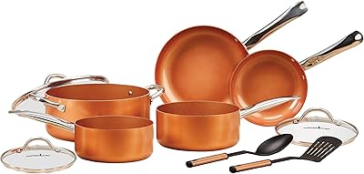 Amazon.com: Copper Chef Cookware 9-Pc. Round Pan Set, Aluminum and ...
