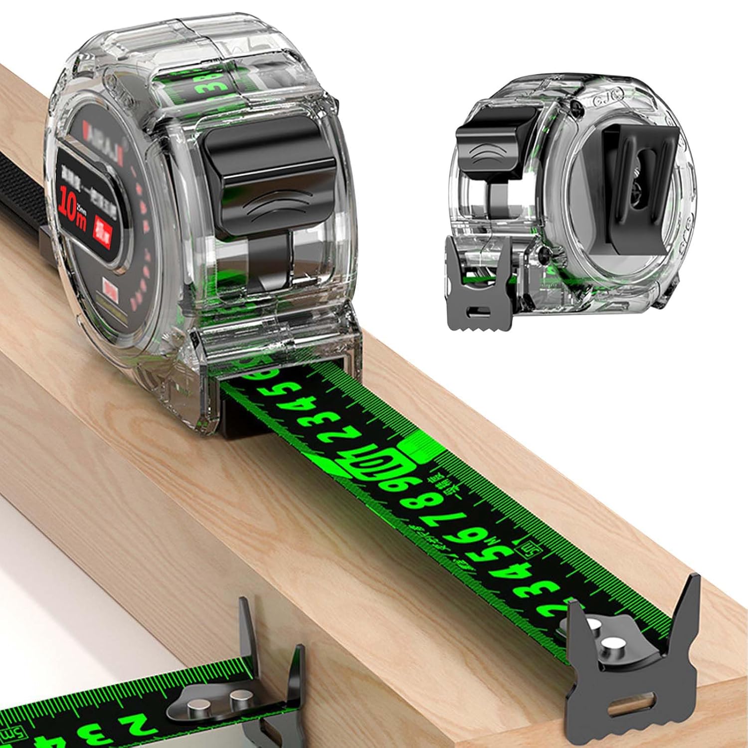 10M/32.8ft Fluorescent Steel Tape Measure,Stainless Steel Retractable ...