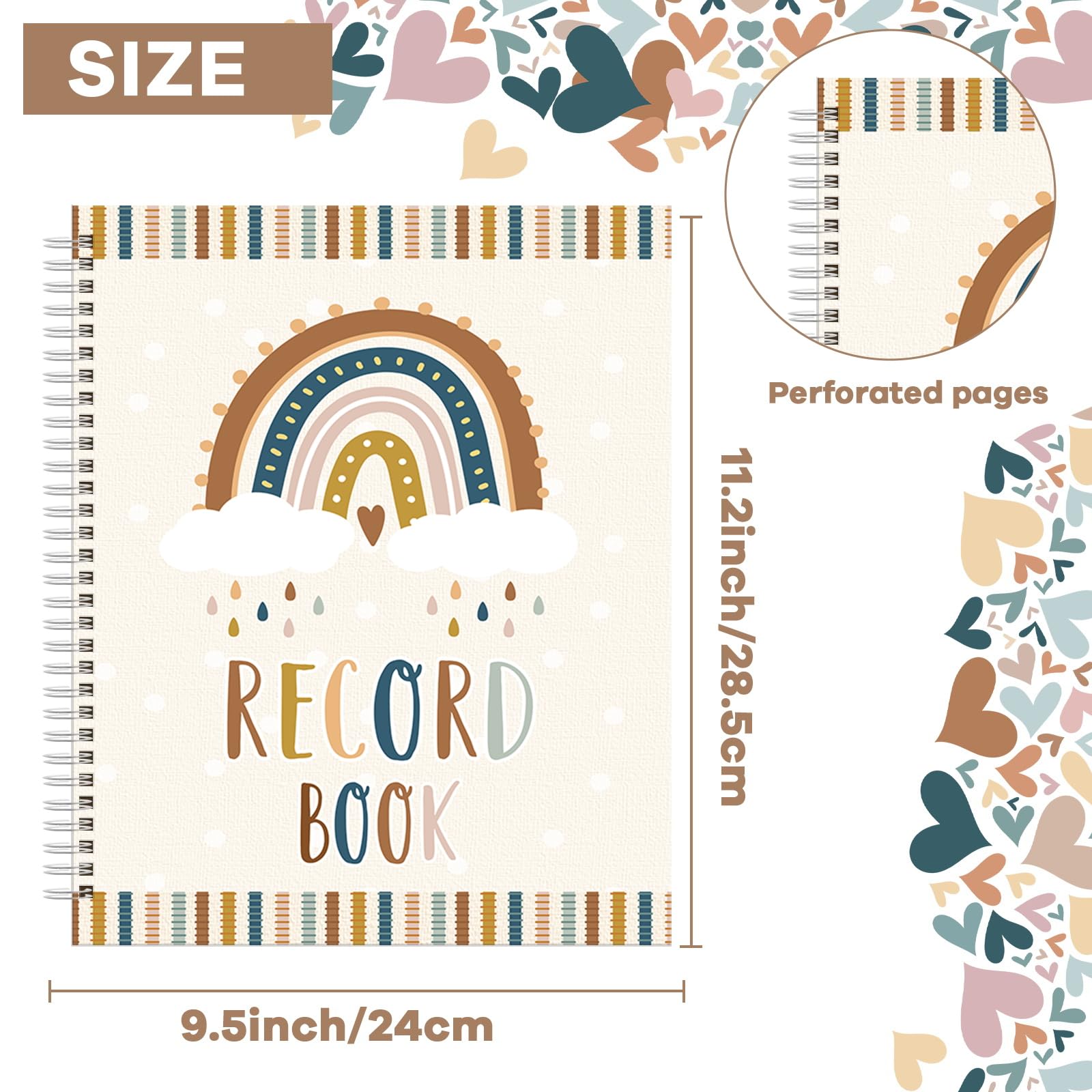 Snapklik.com : Boho Record Book Teacher Class Gradebook Rainbow Spiral ...