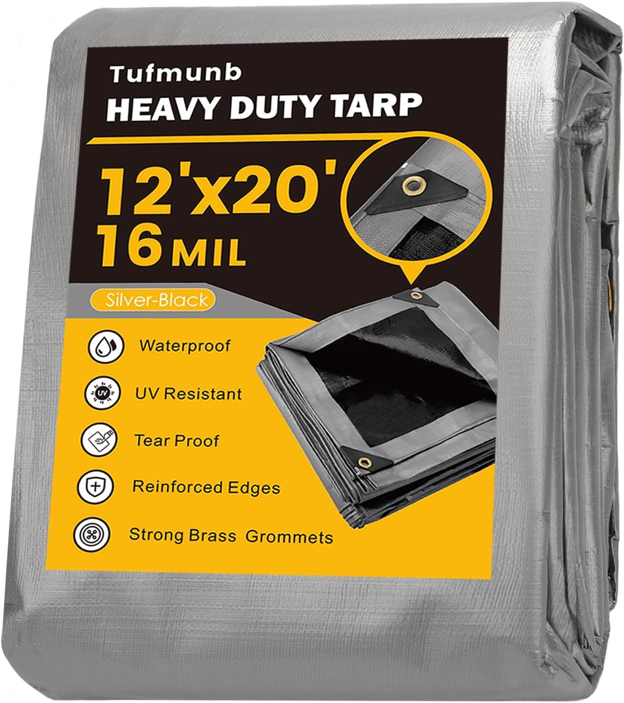 Amazon.com: Tarp Waterproof 12x20 Feet, 16 Mil Heavy Duty Thick Tarp ...
