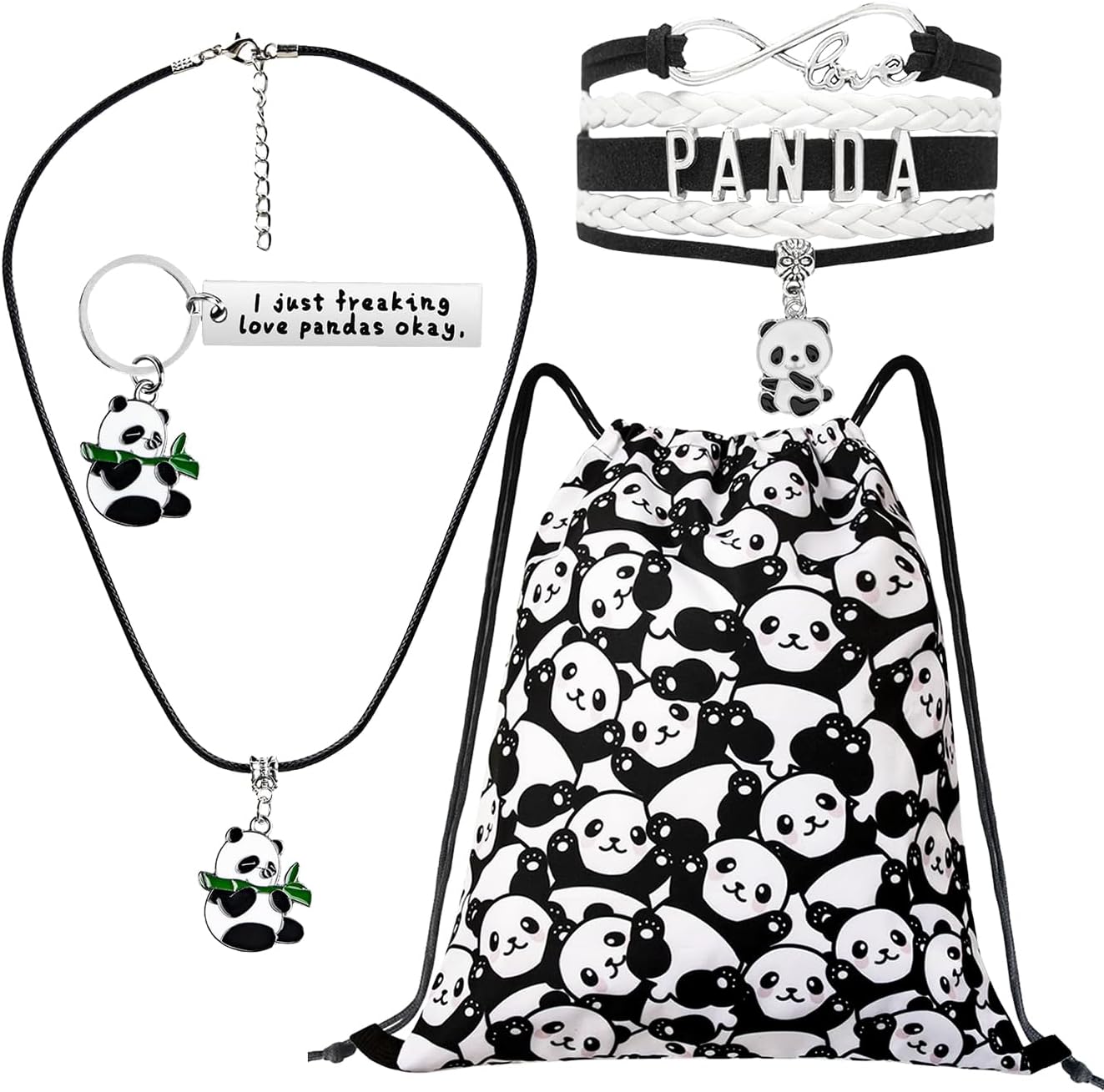 Amazon.com | Panda Gifts: Drawstring Backpack for Women, Bear Necklace ...