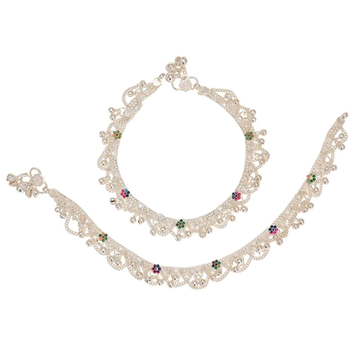 Maalgodam Indian Traditional Ethinic German Silver Anklets Pajeb ...