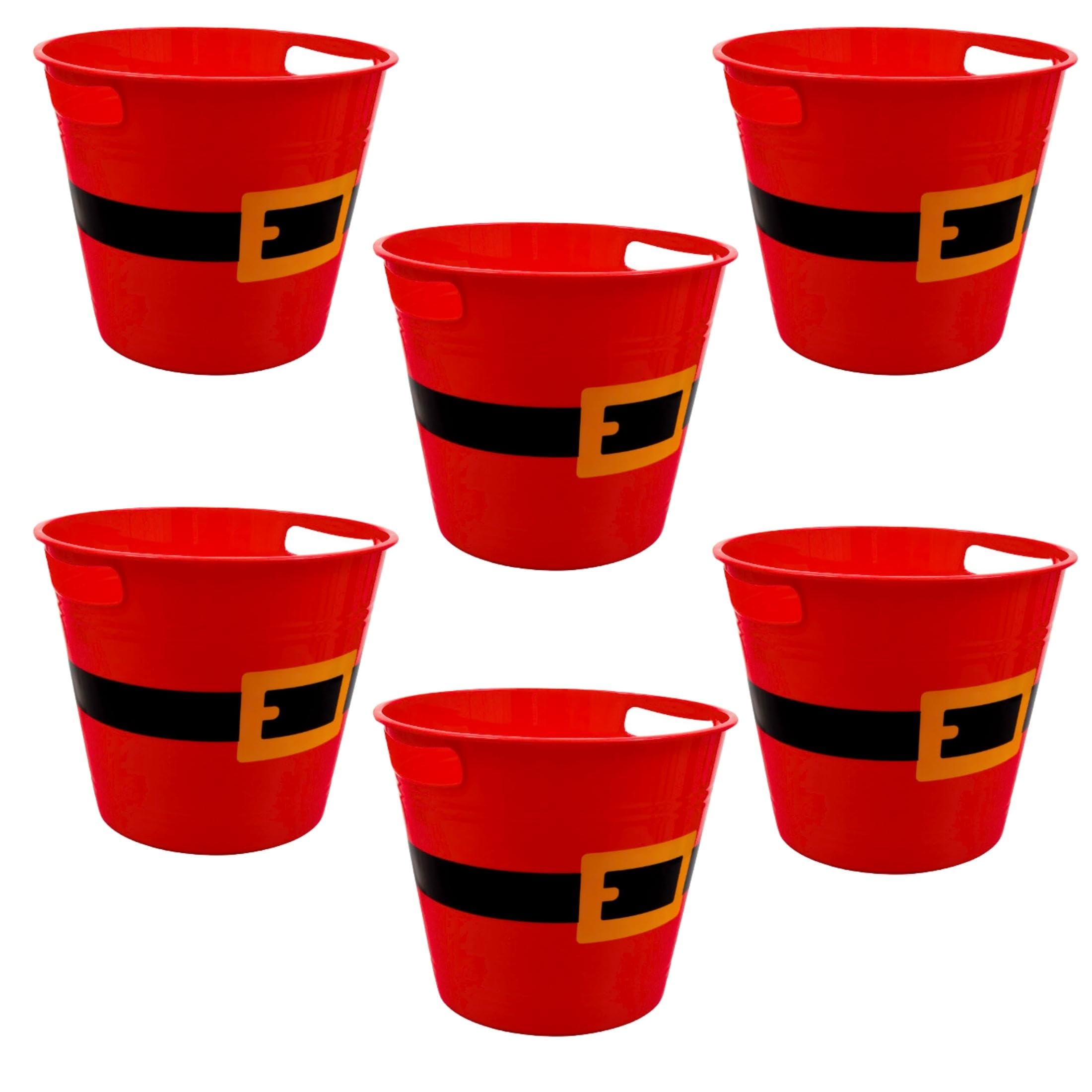 Amazon.com: BFL Plastic Santa Belt Buckets, 7.954 Inches Red Round ...