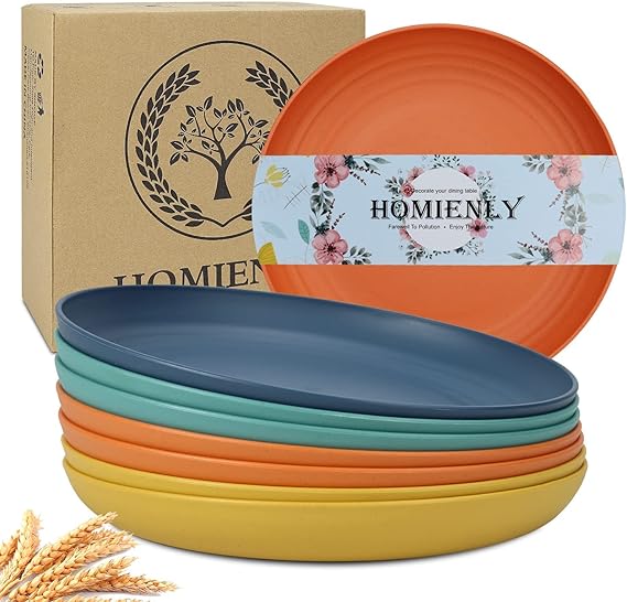 Amazon.com | Homienly 10 inch Wheat Straw Dinner Plates Set of 8 ...