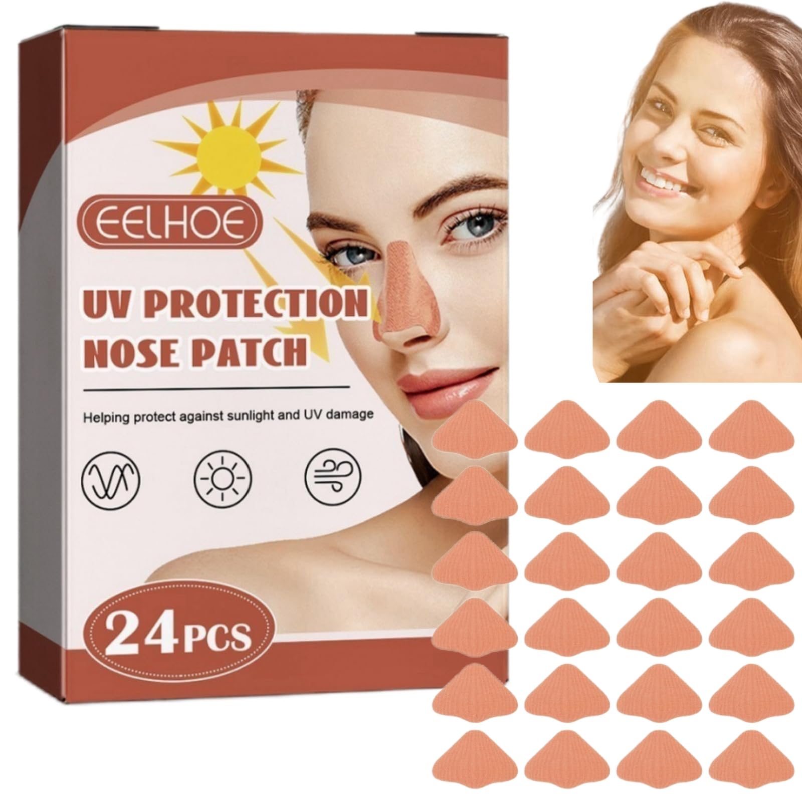 24 PCS Nose Sun Protection Patch,UV Nose Guards,UV Nose Protection ...