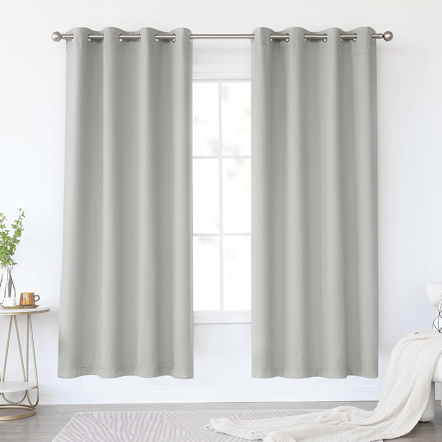 Amazon.com: KEQIAOSUOCAI Light Gray Blackout Curtains 72 Inches Long ...