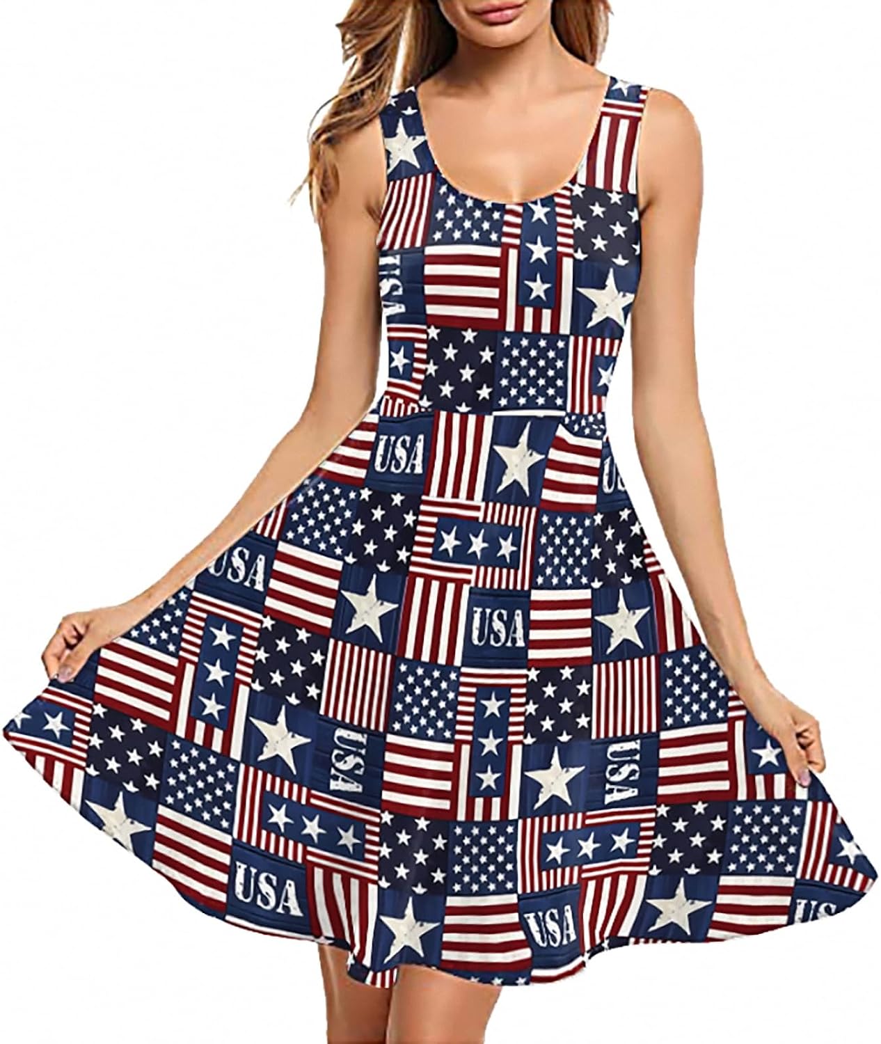 Amazon.com: Deresagrl American Flag Dress for Women Fourth of July ...