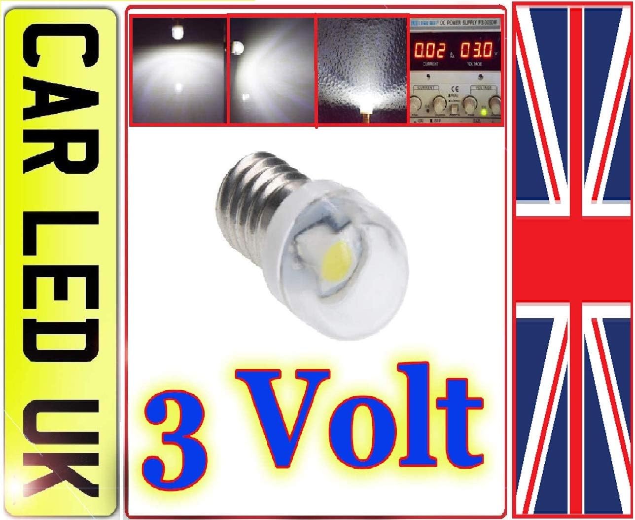 (UK) 2 x 3v LED Bulb (Filament Replacement) - 1 SMD E10 MES 1447 ...