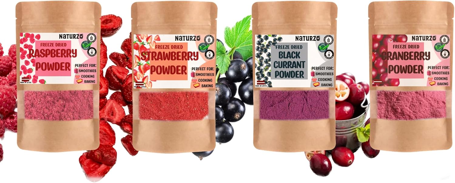 4x40g or 4x100g Freeze dried Berry powder set: Raspberry, Strawberry ...