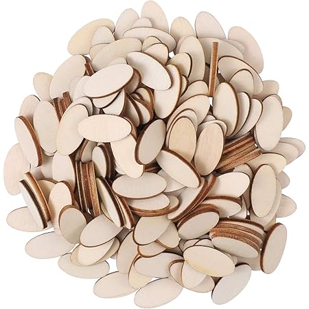Amazon.com: NUOBESTY 200pcs Unfinished Wood Oval Slices Natural Rustic ...