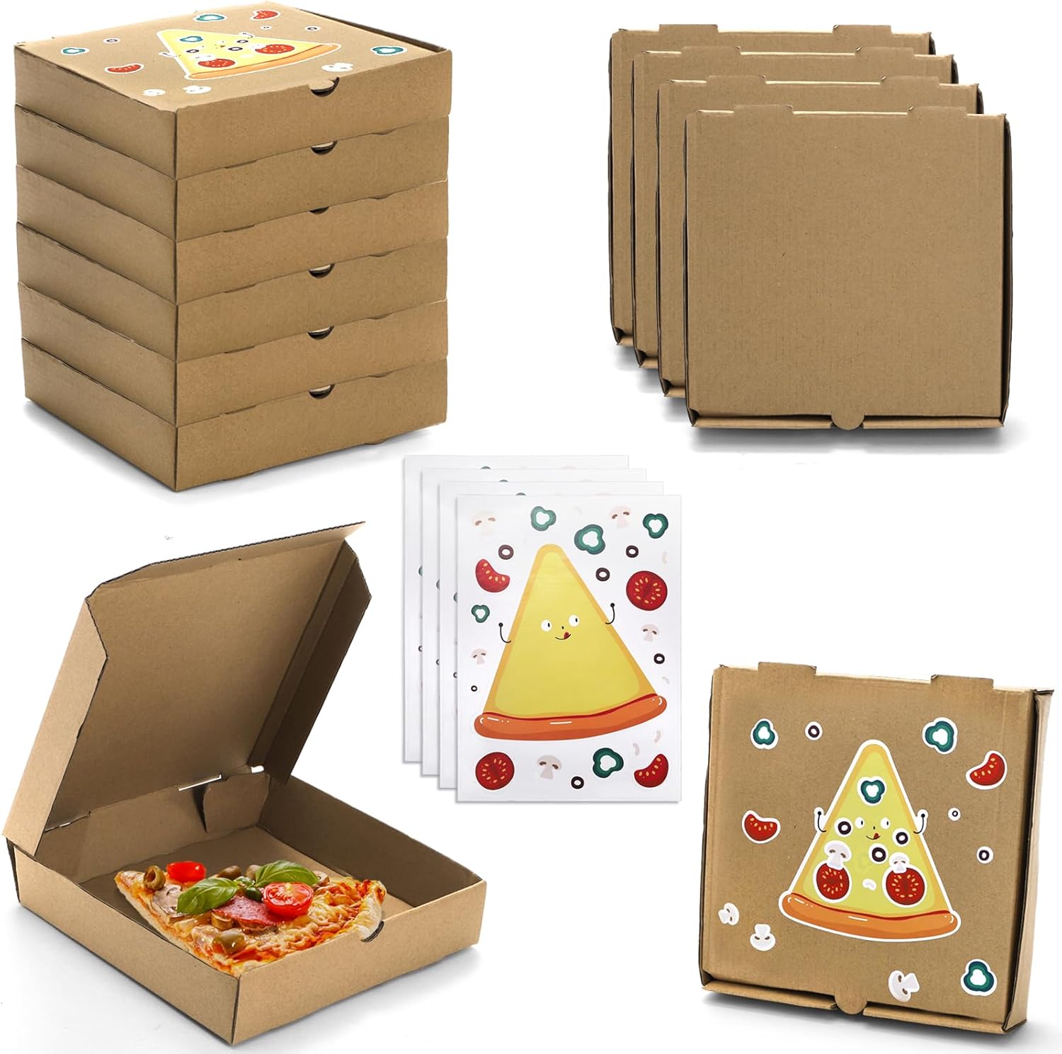 Amazon.com: ZENFUN 40 Pcs Kraft Mini Pizza Boxes with 40 Pizza Stickers ...