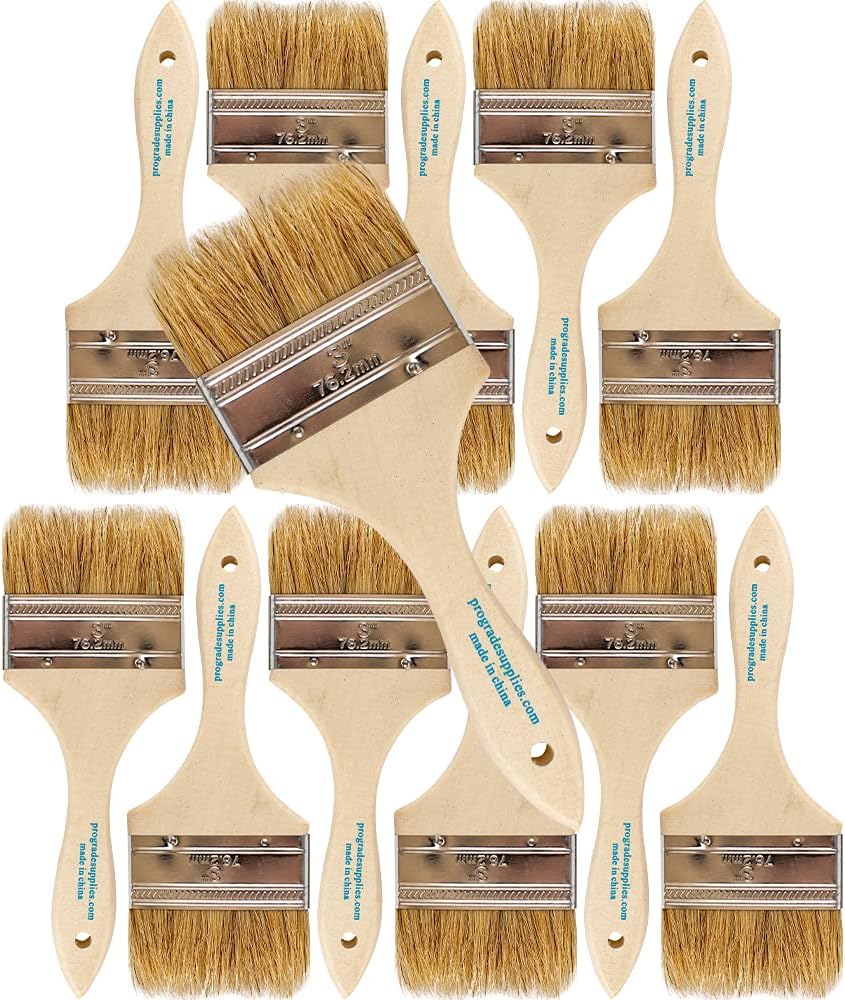 Pro Grade - Chip Paint Brushes - 12 Ea 3 Inch Chip Paint Brush Light ...