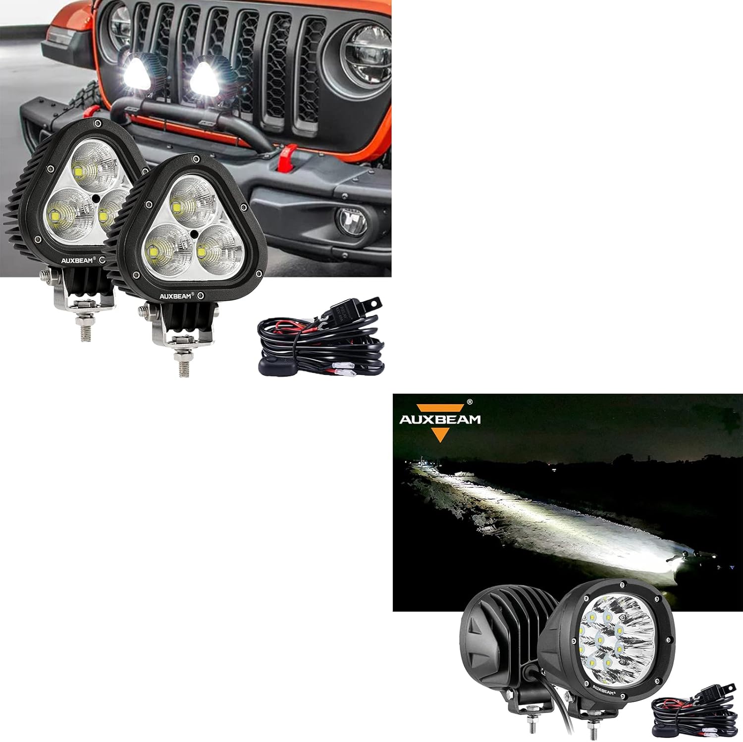 Auxbeam 4in 90w Round Led Offroad Lights 2pcs 9000lm Led