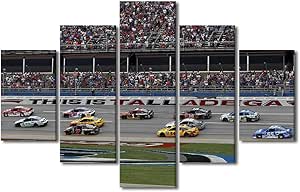 Amazon.com: TUMOVO Frame Wall Art 5 Panel Modern Wall Art Nascar ...