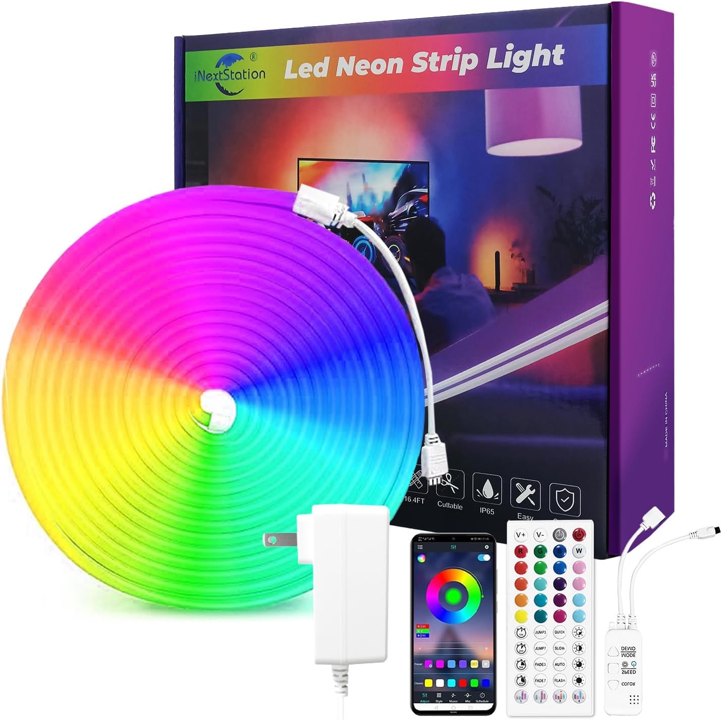 Amazon.com: iNextStation RGB Neon LED Strip Lights, 16.4 FT Color ...