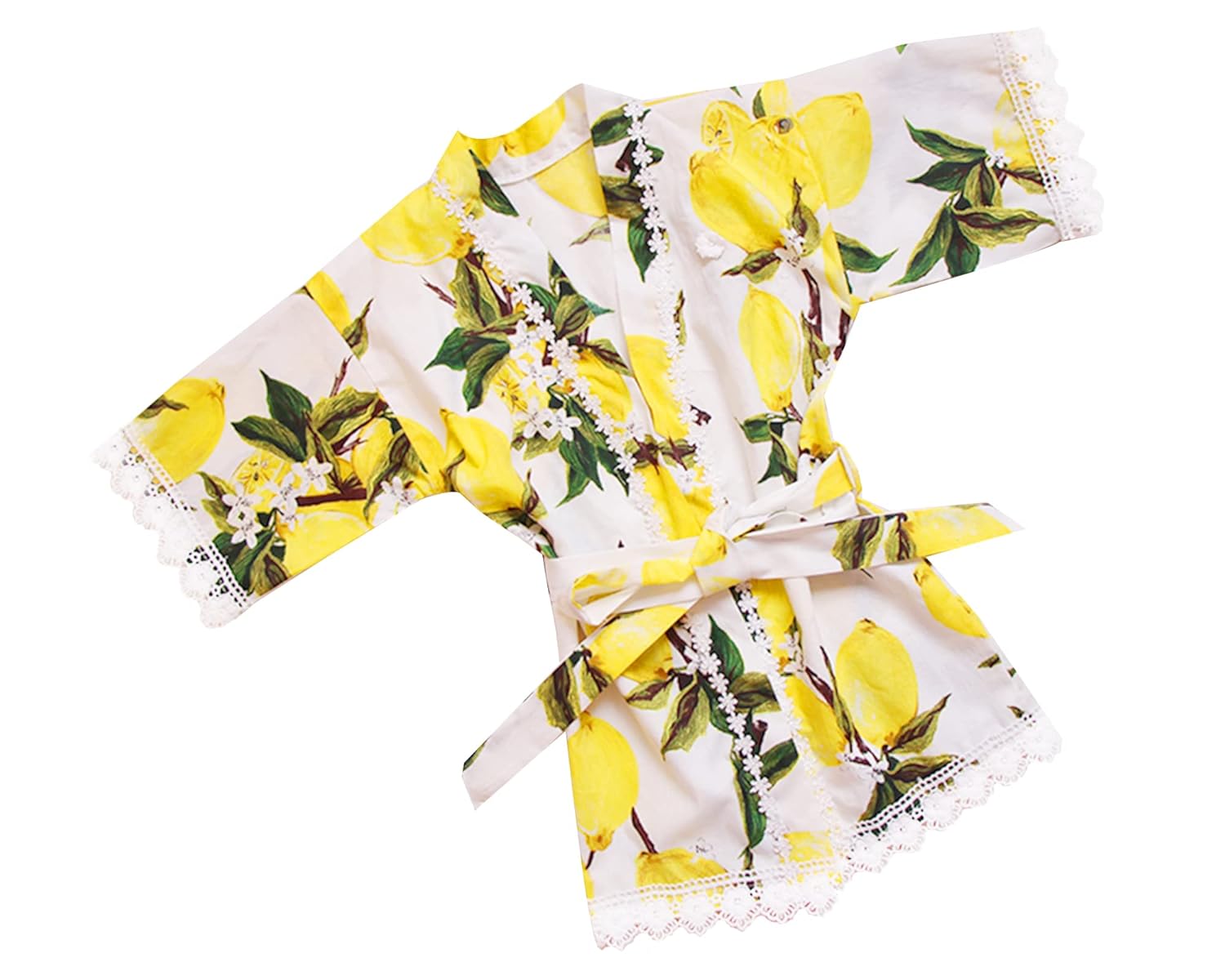 Amazon.com: White Girl Robe Lemon robe Yellow robe- Baby Robe With Lace ...