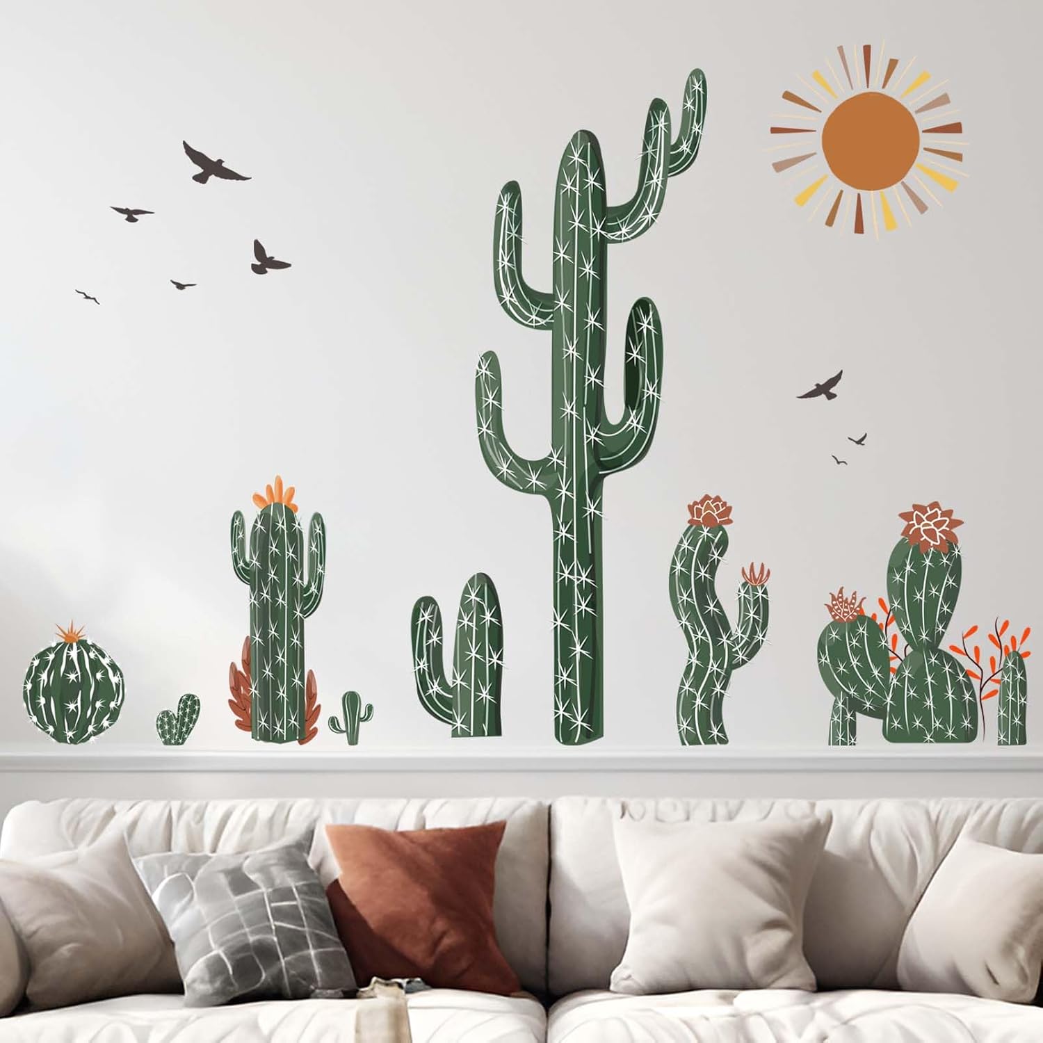 Amazon.com: Amimagen Boho Cactus Wall Stickers - Green Plants Tropical ...