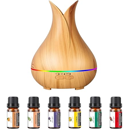 Amazon.com: Essential Oil Diffusers with Top 10 Oils Gift Set, 550ml Aroma Diffuser, Ultrasonic ...
